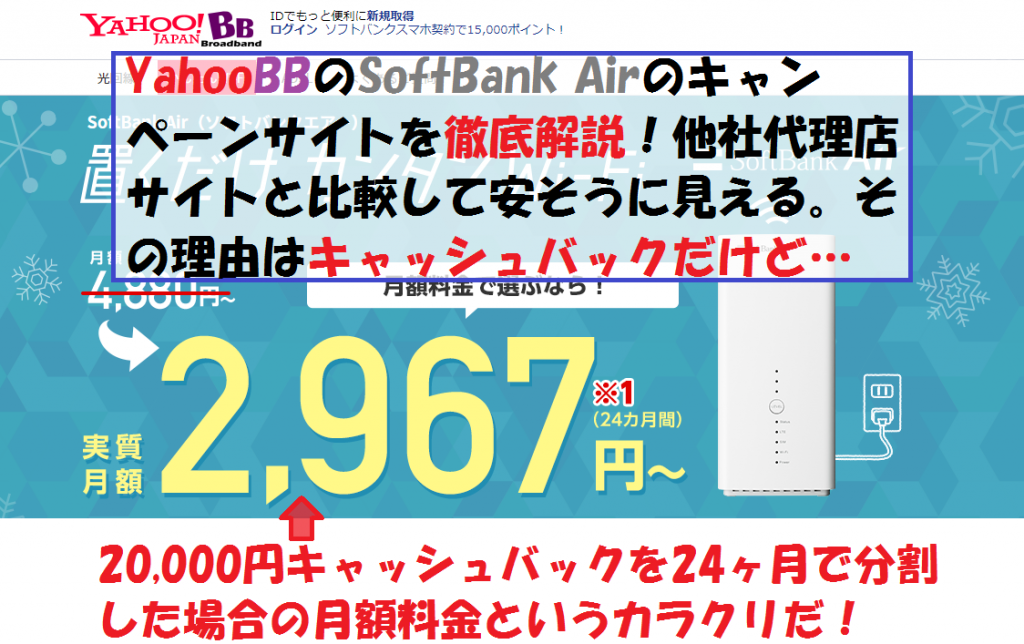 【プロ診断】YahooBBのSoftBank Airのキャンペーンサイト徹底まとめ！